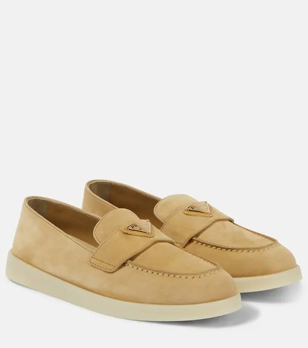 Prada Saint Tropez Suede Loafers - Beige