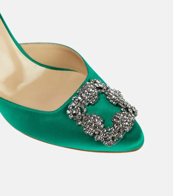 Manolo Blahnik Hangisimu 70 Embellished Mules - Green
