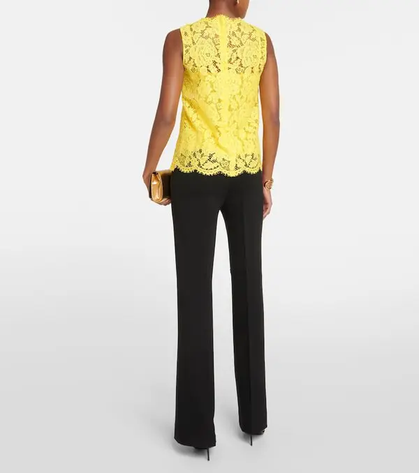 Dolce & Gabbana Floral Lace Top - Yellow