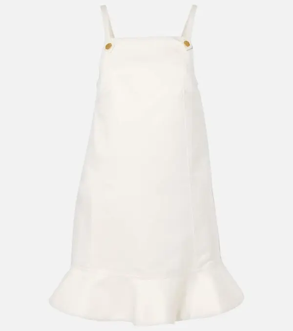 GANNI Duchess Satin Mini Dress - White