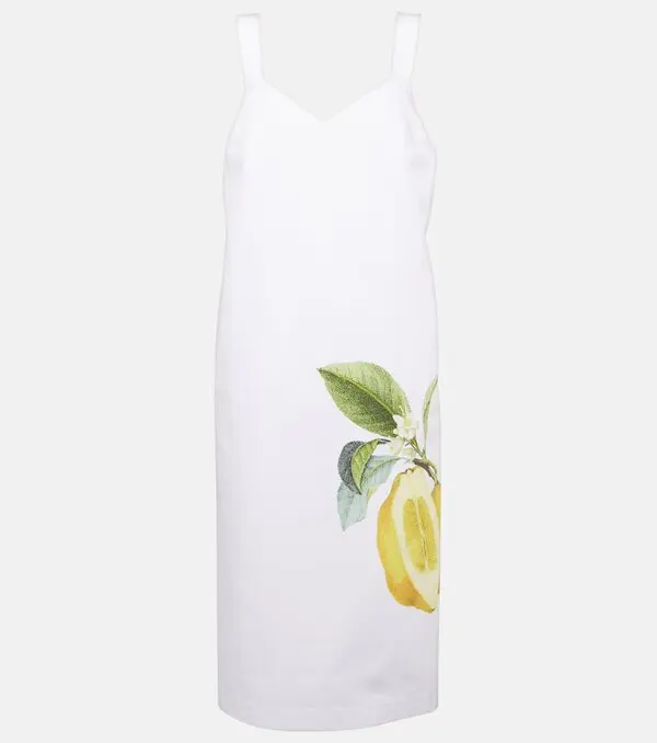 Sportmax Sesia Printed Cotton Midi Dress - White