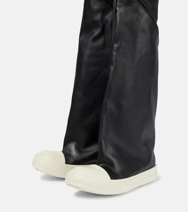 Rick Owens Oblique Over-the-knee Leather Boots - Black
