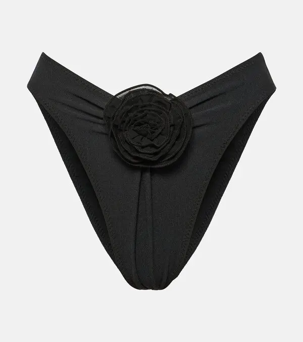 SAME Floral-appliqué High-rise Bikini Bottoms - Black