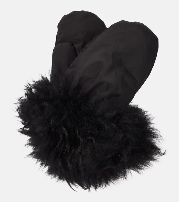 YVES SALOMON Shearling-trimmed Down Mittens - Black