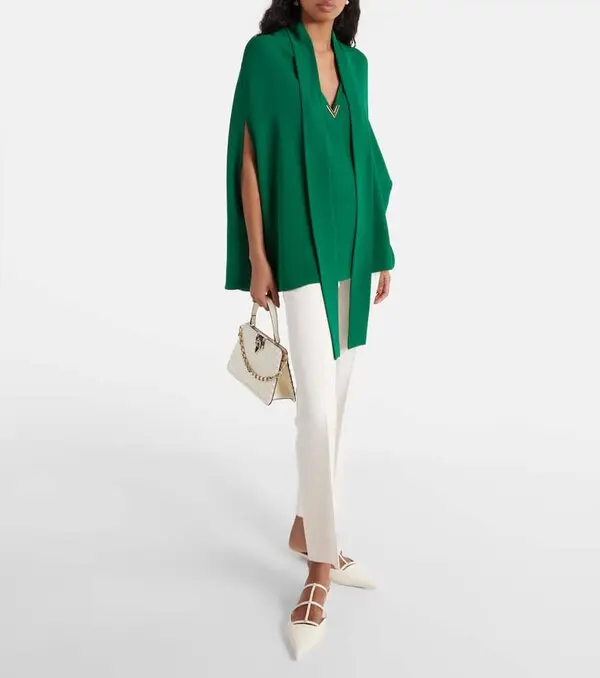 Valentino Garavani Caped Tie-neck Blouse
