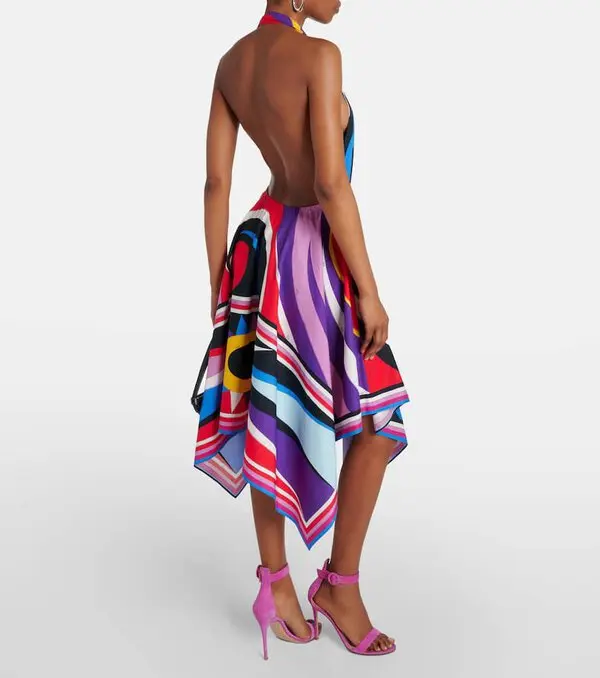 Emilio Pucci Cigni Halterneck Midi Dress