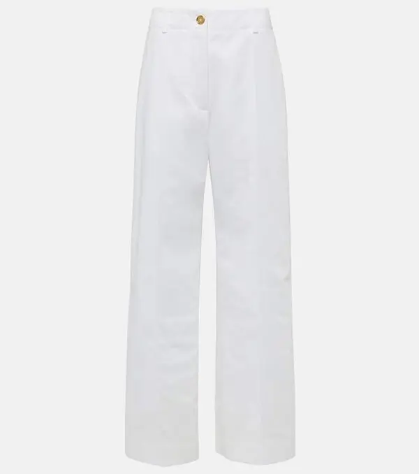 PATOU High-rise Cotton Wide-leg Trousers - White