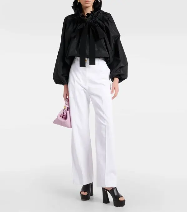 PATOU High-rise Cotton Wide-leg Trousers - White