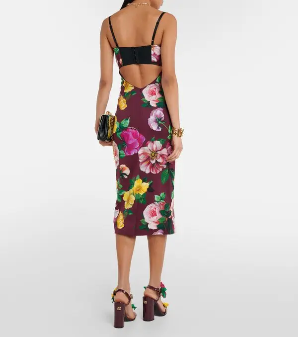 Dolce & Gabbana Floral Bustier Midi Dress