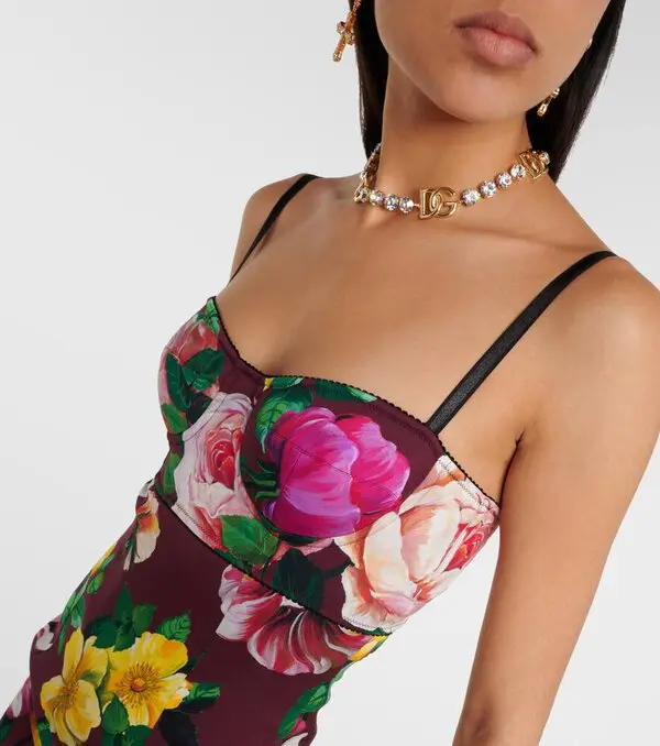 Dolce & Gabbana Floral Bustier Midi Dress