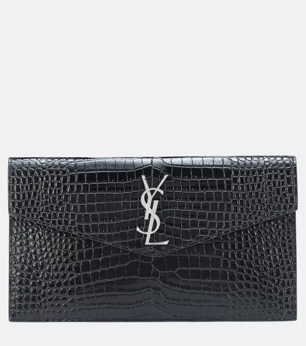 Saint Laurent Uptown Embossed Leather Clutch
