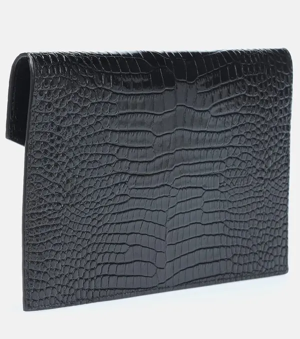Saint Laurent Uptown Embossed Leather Clutch