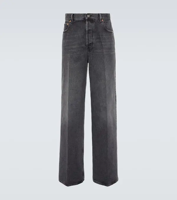 Valentino Garavani High-rise Wide-leg Jeans In Nero