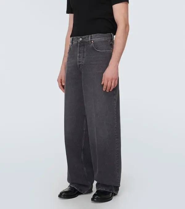 Valentino Garavani High-rise Wide-leg Jeans In Nero
