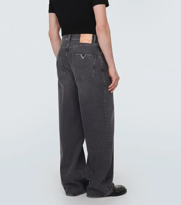 Valentino Garavani High-rise Wide-leg Jeans In Nero