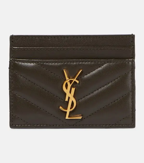 Saint Laurent Cassandre Matelasse Leather Card Holder - Green