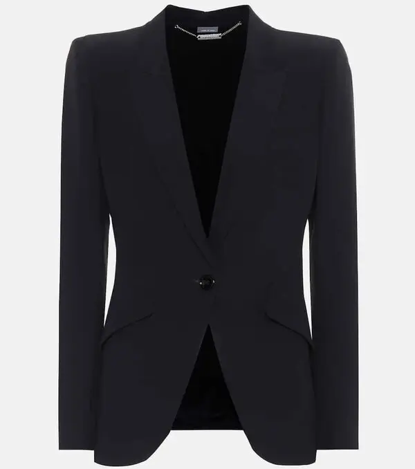 Alexander McQueen Notched Lapel Crepe Blazer