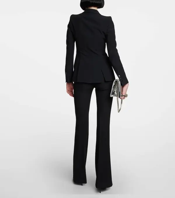 Alexander McQueen Notched Lapel Crepe Blazer