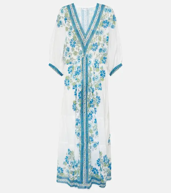 JULIET DUNN Floral Cotton Maxi Dress - White