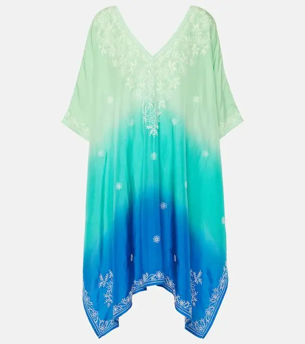 JULIET DUNN Embroidered Ombre Silk Kaftan - Multicoloured