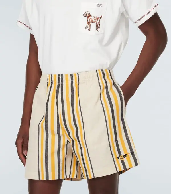 BODE Namesake Striped Cotton Shorts