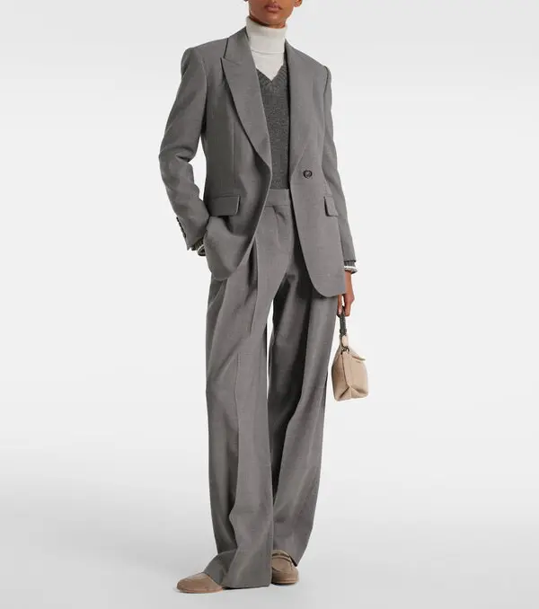 Brunello Cucinelli Wool Wide-leg Trousers