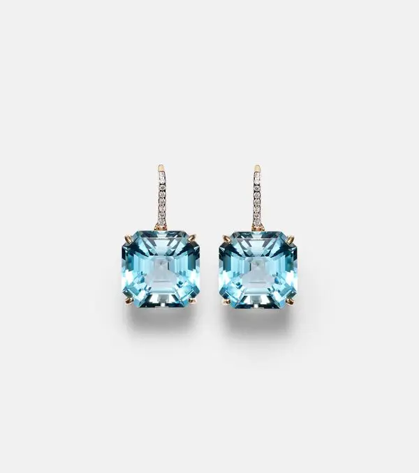 Mateo 14kt Yellow Earrings With Topaz And Diamonds - Gold