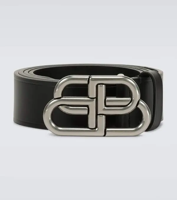 Balenciaga Bb Large Leather Belt - Black
