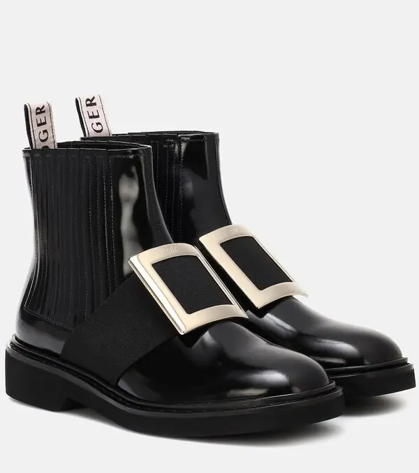 ROGER VIVIER Chelsea Viv' Leather Ankle Boots - Black