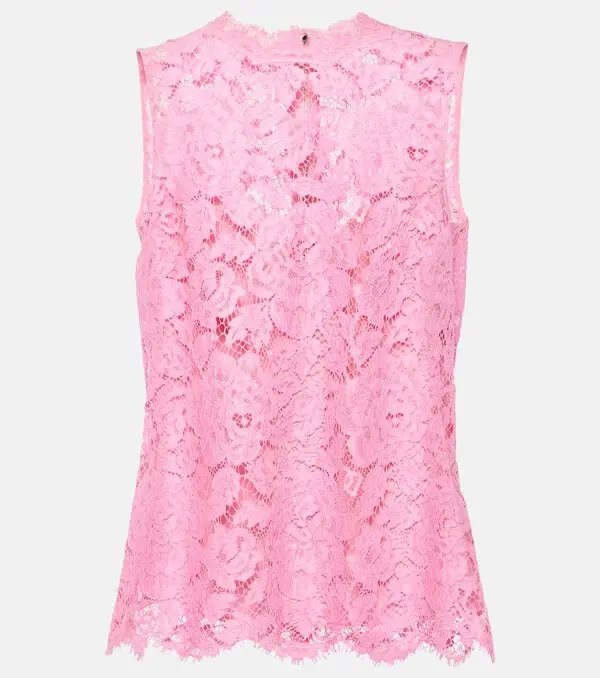 Dolce & Gabbana Floral Lace Top - Pink