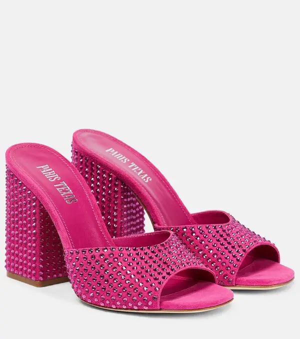 Paris Texas Embellished Suede Mules