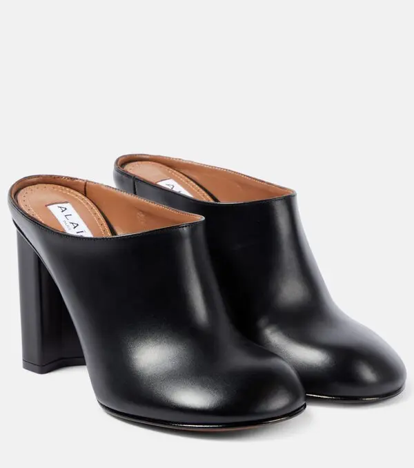 Alaïa Babylone Leather Mules - Black