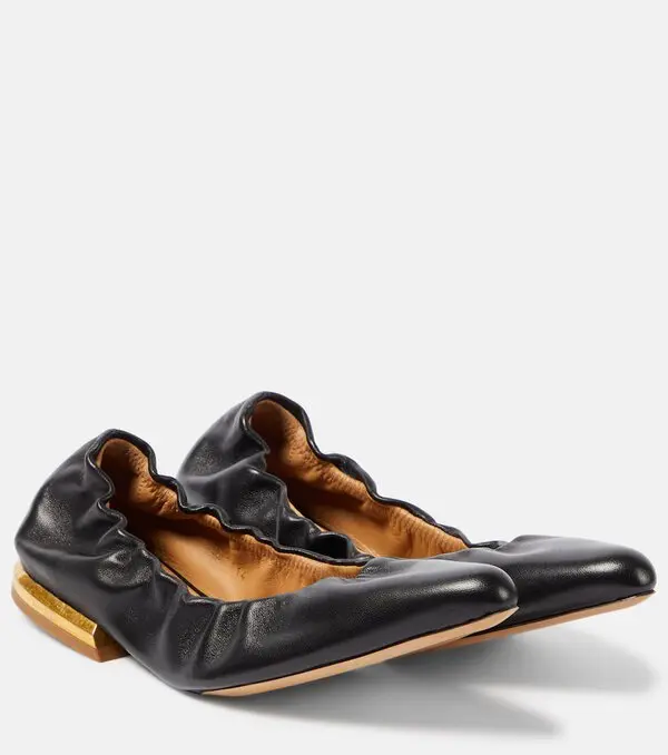 Dries Van Noten Leather Ballet Flats - Black