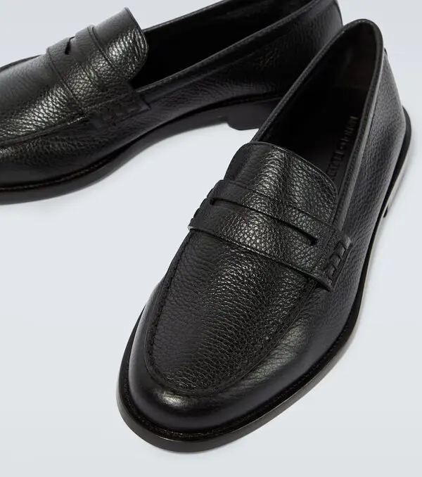Manolo Blahnik Perry Leather Penny Loafers