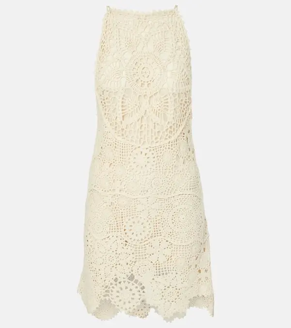 Staud Mini Whimsy Crochet Cotton Minidress - White