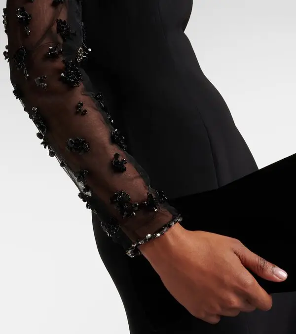 Jenny Packham Adella Embellished Crepe Gown - Black