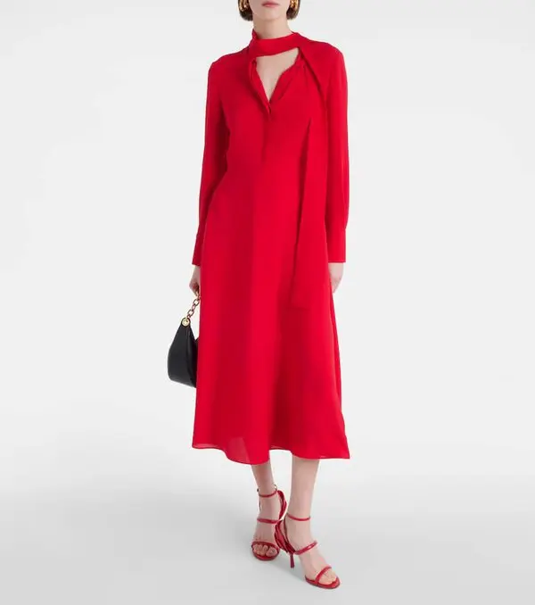 Valentino Garavani Tie-neck Midi Dress