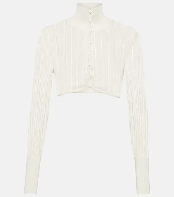 Alaïa Ribbed-knit Cropped Cardigan - White