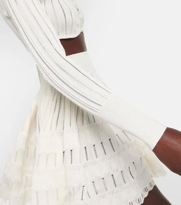 Alaïa Ribbed-knit Cropped Cardigan - White