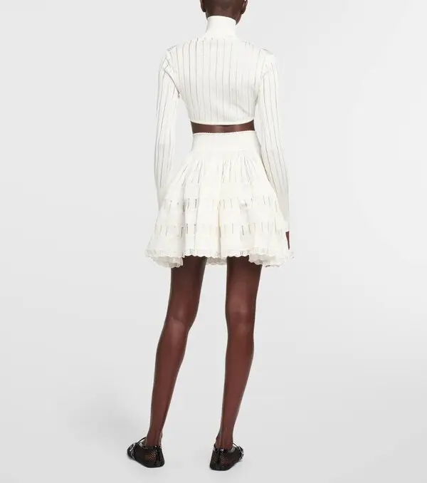 Alaïa Ribbed-knit Cropped Cardigan - White