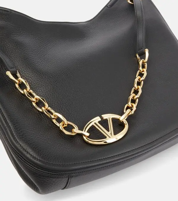 Valentino Garavani Vlogo Moon Medium Leather Tote Bag - Black