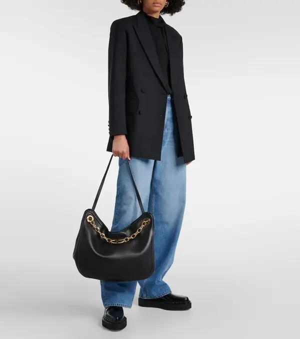 Valentino Garavani Vlogo Moon Medium Leather Tote Bag - Black