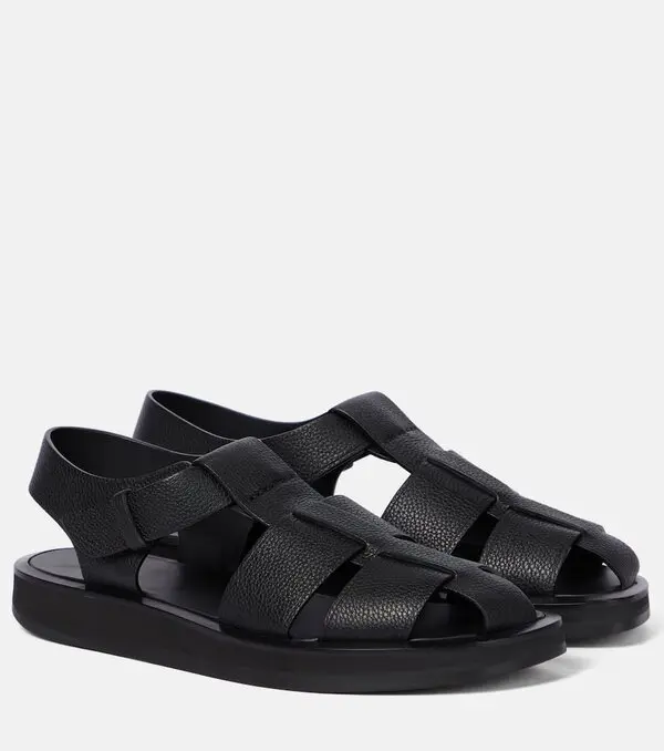 THE ROW Fisherman Leather Sandals - Black