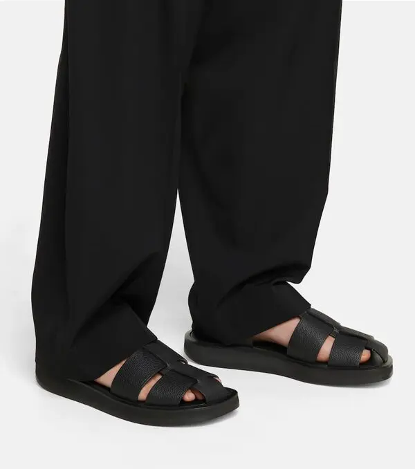 THE ROW Fisherman Leather Sandals - Black