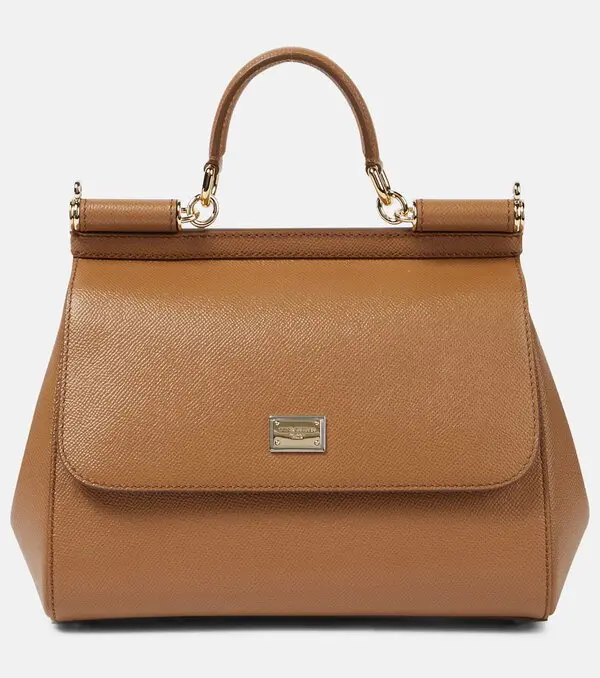 Dolce & Gabbana Sicily Large Leather Shoulder Bag - Brown