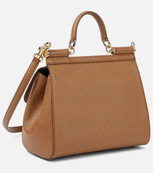 Dolce & Gabbana Sicily Large Leather Shoulder Bag - Brown