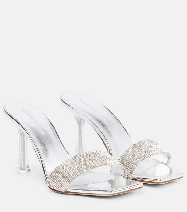 Magda Butrym Embellished Leather-trimmed Mules - Silver
