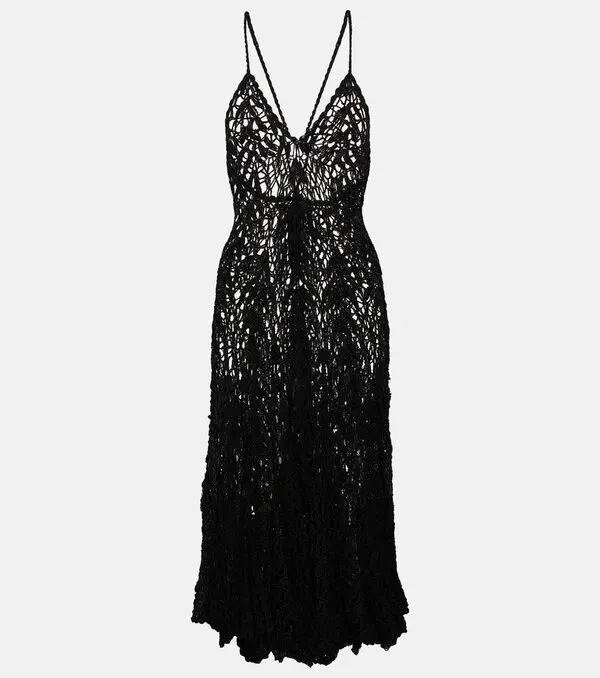 Anna Kosturova Open-knit Cotton Midi Dress - Black