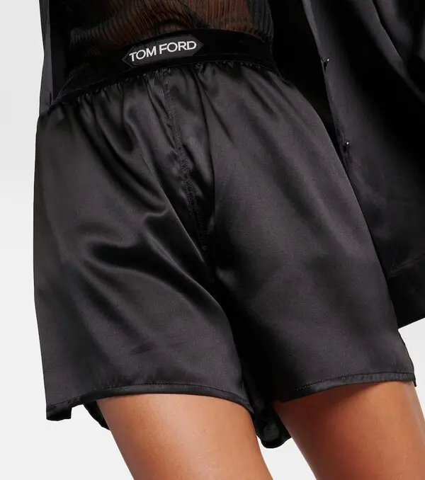 TOM FORD Silk-blend Shorts - Black