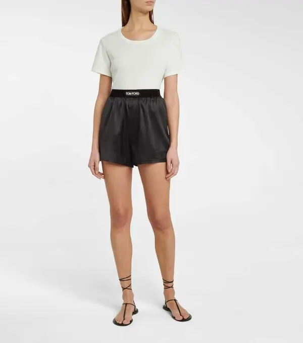 TOM FORD Silk-blend Shorts - Black